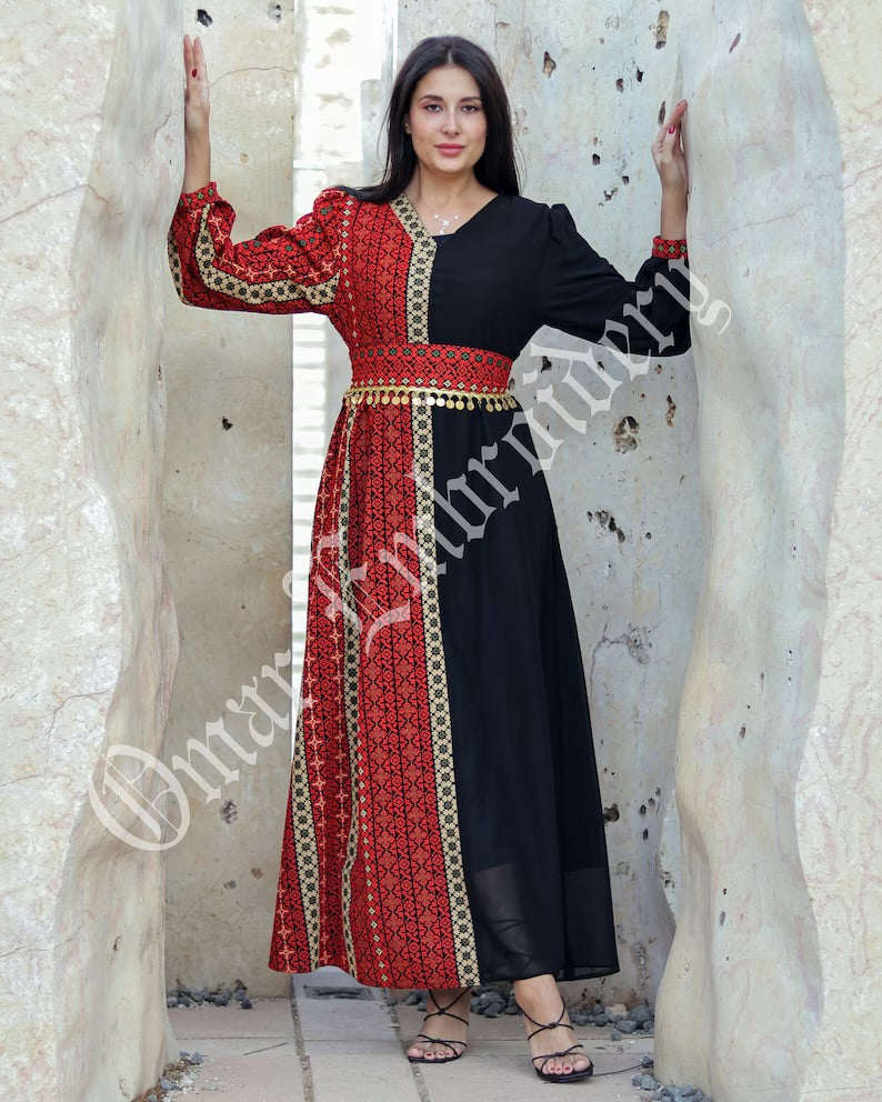 Palestinian Thobe Embroidered Maxi Dress Palestinian Princess Design A ...