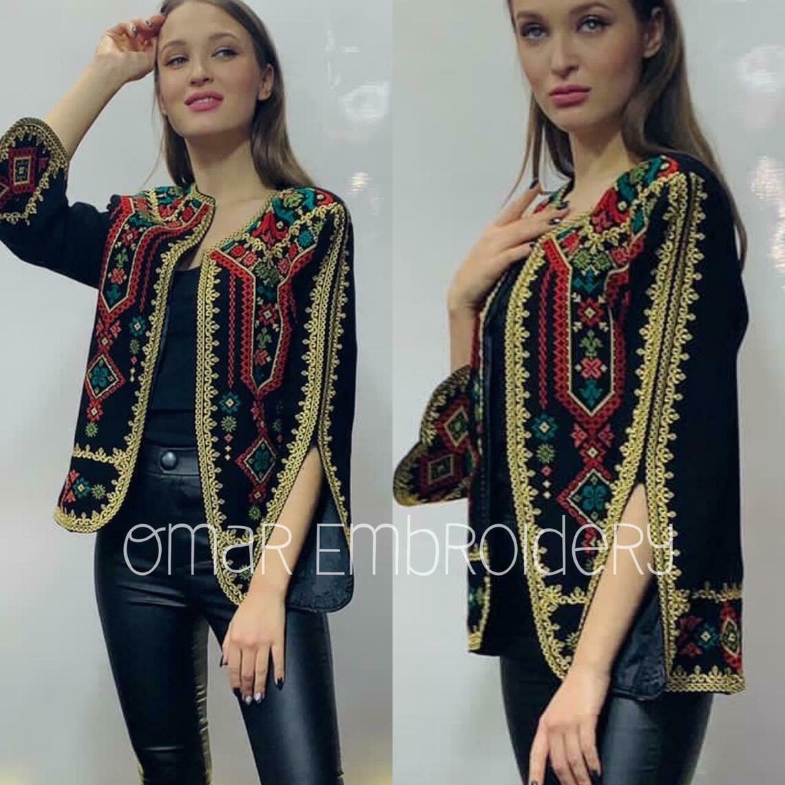 Embroidered new jacket Jordanian Palestinian Dress jacket Blazer Embro ...