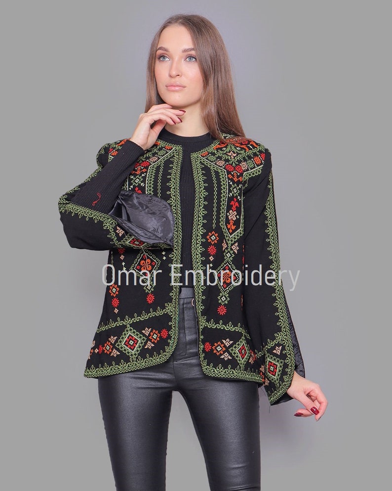 Embroidered SOLO jacket Jordanian Palestinian Embroidered – OMAREmbroidery